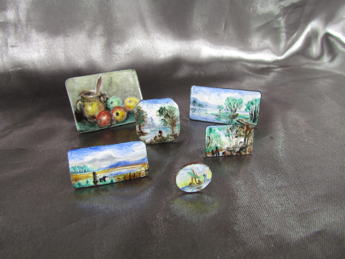 Enamels Copper, Enameled Landscapes Painting, Antique Limoges Enamels ...
