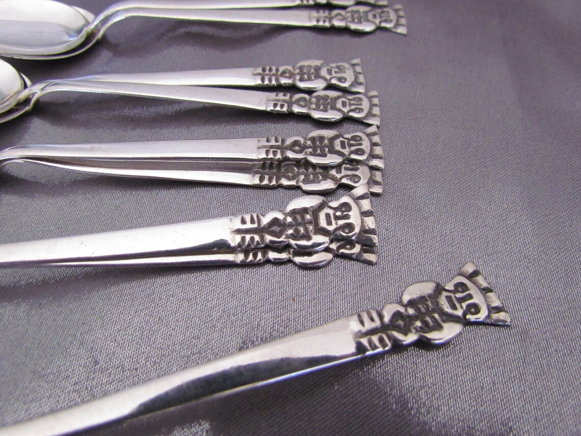 Vintage Set of 6 Peruvian Mocha Spoons 925 Silver Expresso - Etsy