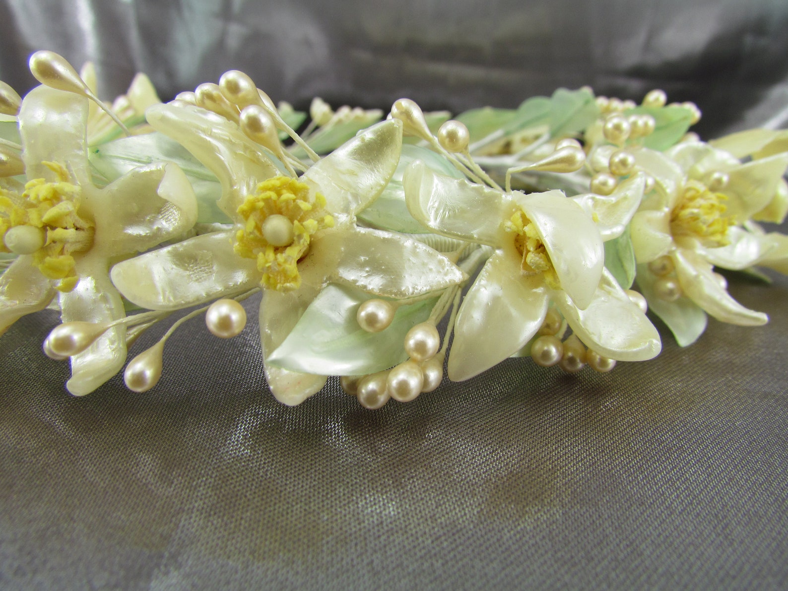 Antique FRENCH Ivory Wax Flowers Wax Beads Headdress Hair - Etsy