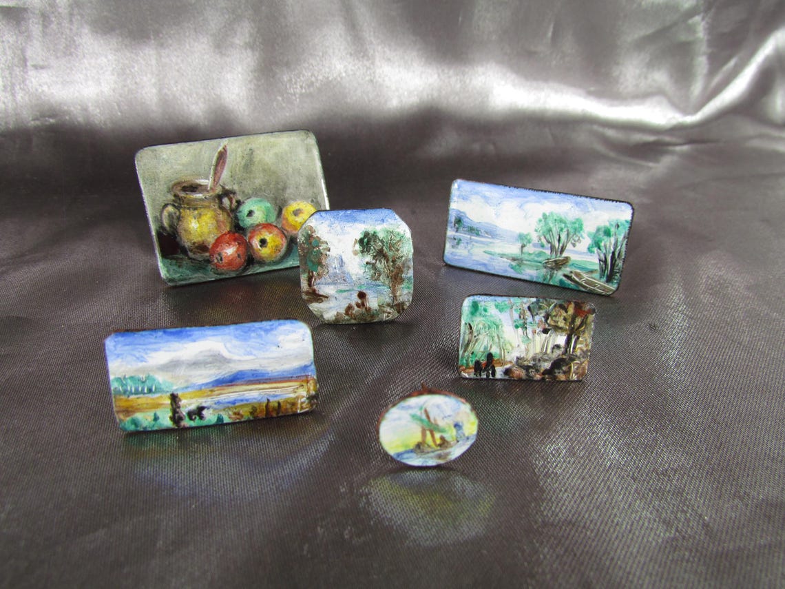 Enamels Copper, Enameled Landscapes Painting, Antique Limoges Enamels ...