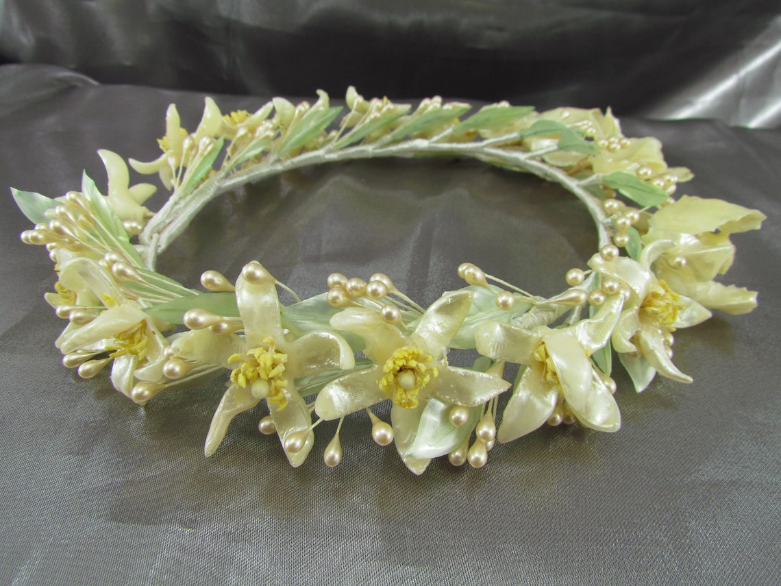 Antique FRENCH Ivory Wax Flowers Wax Beads Headdress Hair - Etsy