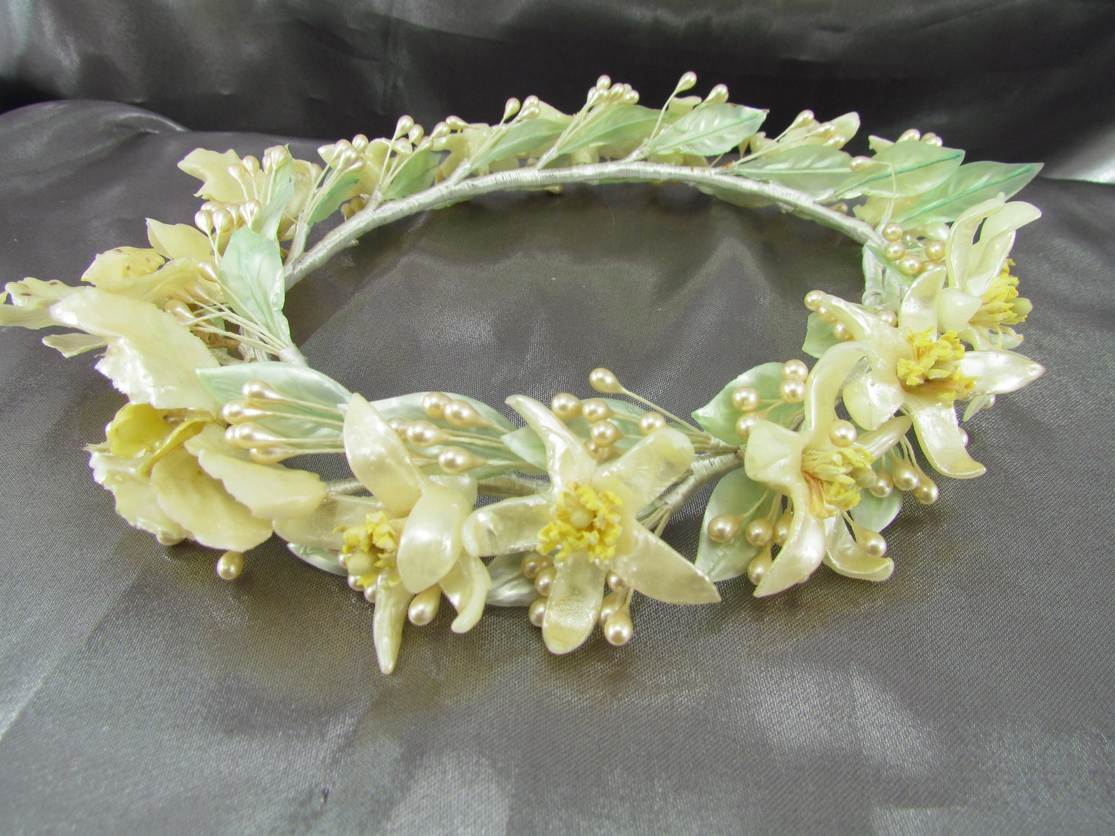 Antique FRENCH Ivory Wax Flowers Wax Beads Headdress Hair - Etsy