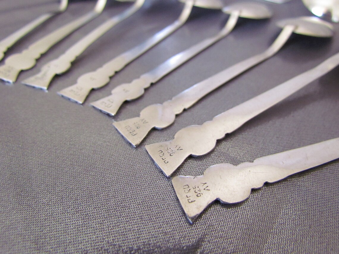 Vintage Set of 6 Peruvian Mocha Spoons, 925 Silver Expresso Spoons - Etsy