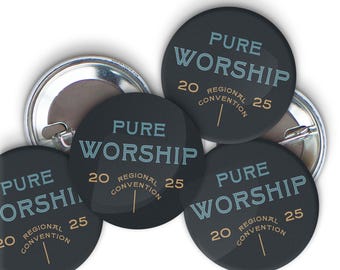 5 Pack, 2025 Pure Worship Convention Buttons, JW Gift Shop ...