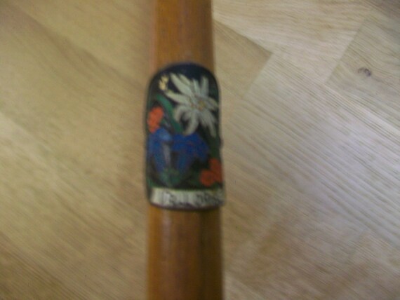 Vintage Swiss Souvenir Ice Pick Walking Cane with 11 … - Gem