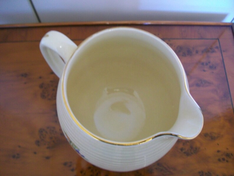 C. 1950s Beswick Jug, Ribbed Design, Creamware With Gold Gilt; Vintage ...