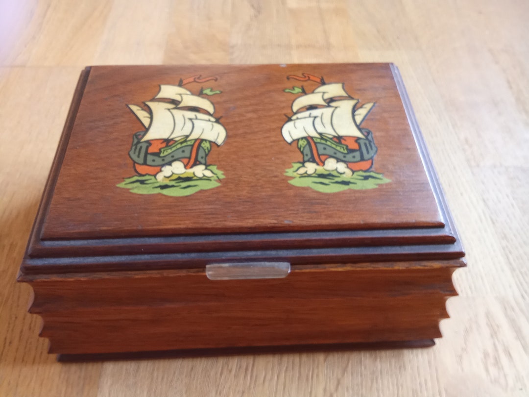 A 'man Cave' Vintage Musical Wooden Box With Nautical Theme - Etsy