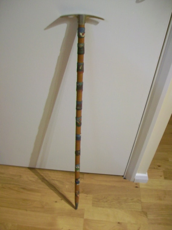 Vintage Swiss Souvenir Ice Pick Walking Cane with 11 … - Gem