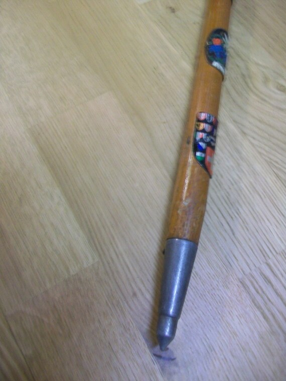 Vintage Swiss Souvenir Ice Pick Walking Cane with 11 … - Gem