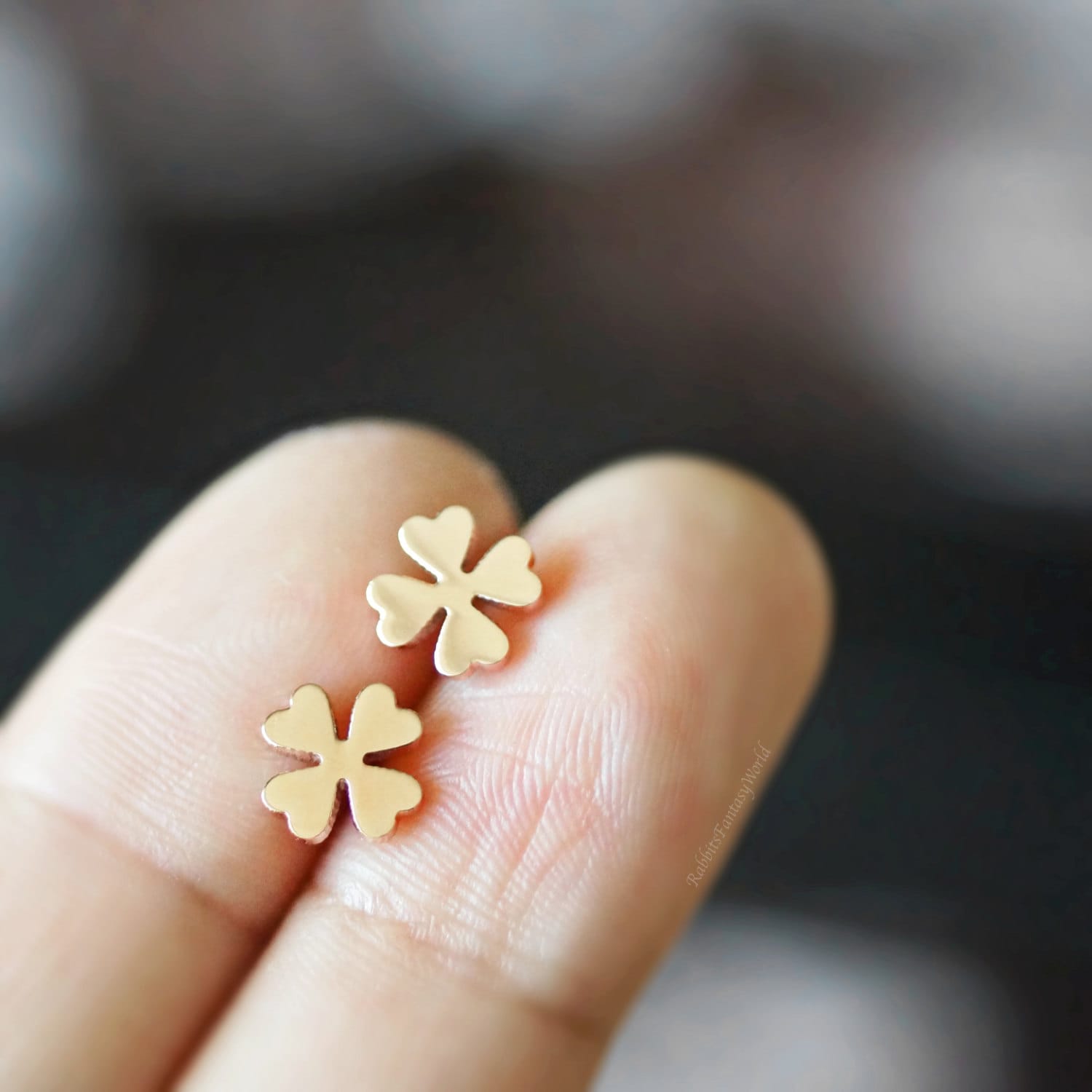 Clover Stud Earring Lucky Clover Rose Gold Studs Best - Etsy