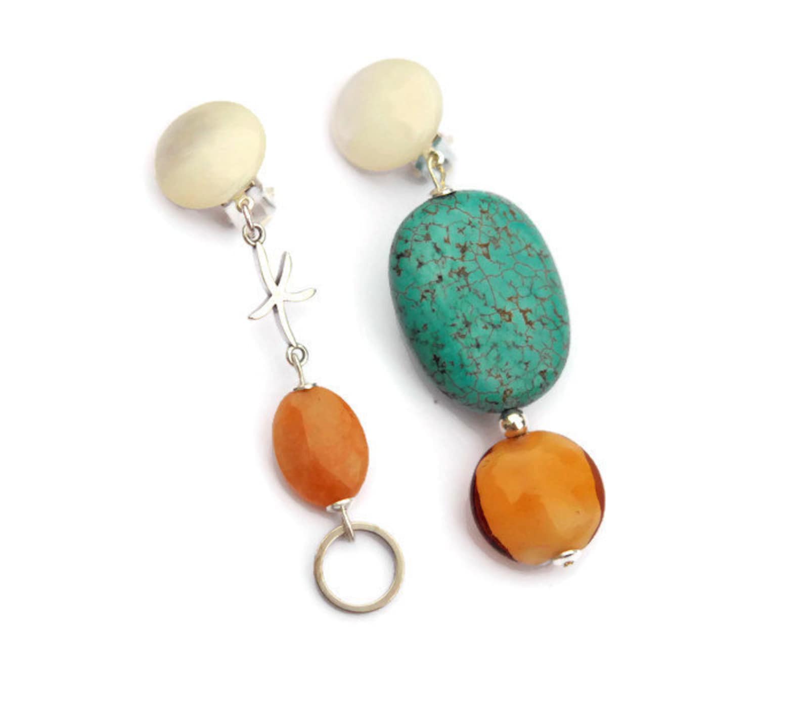 Asymmetrical Earrings Clip on Earrings Mismatched Earrings Asymmetric ...