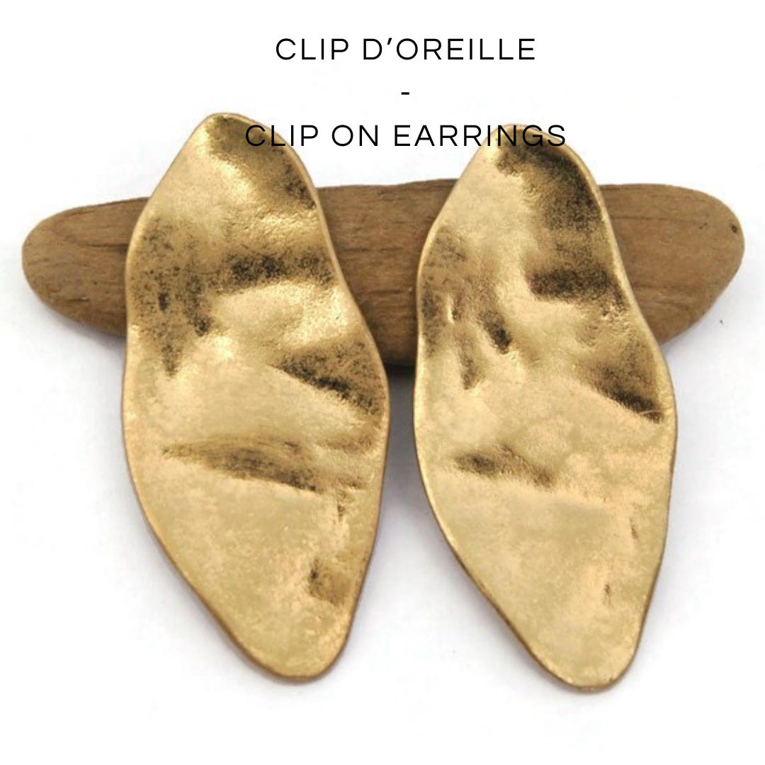 Large Gold Clip on Earrings, Gold Modern Clip on Earrings, for Not ...