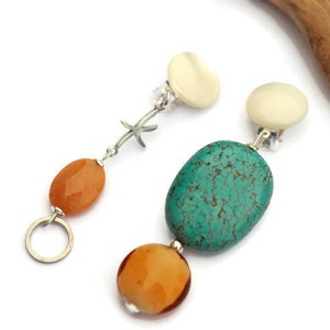 Asymmetrical Earrings Clip on Earrings Mismatched Earrings Asymmetric ...