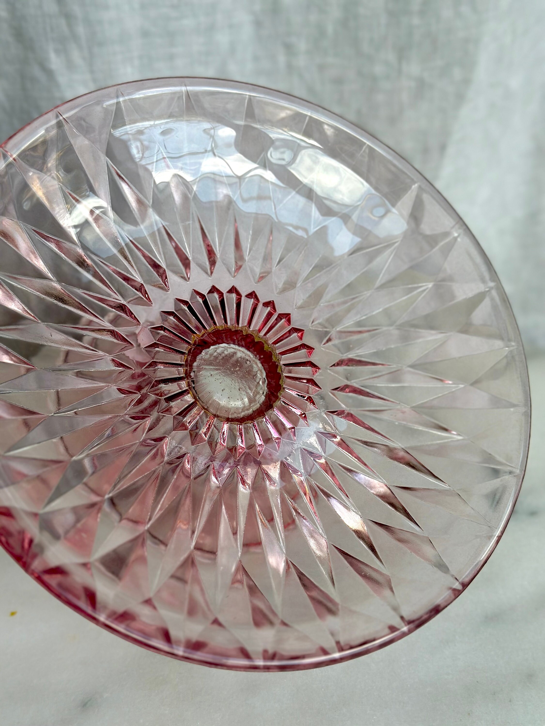 Vintage Pink Depression Glass Anthropology Style Pedestal Footed ...