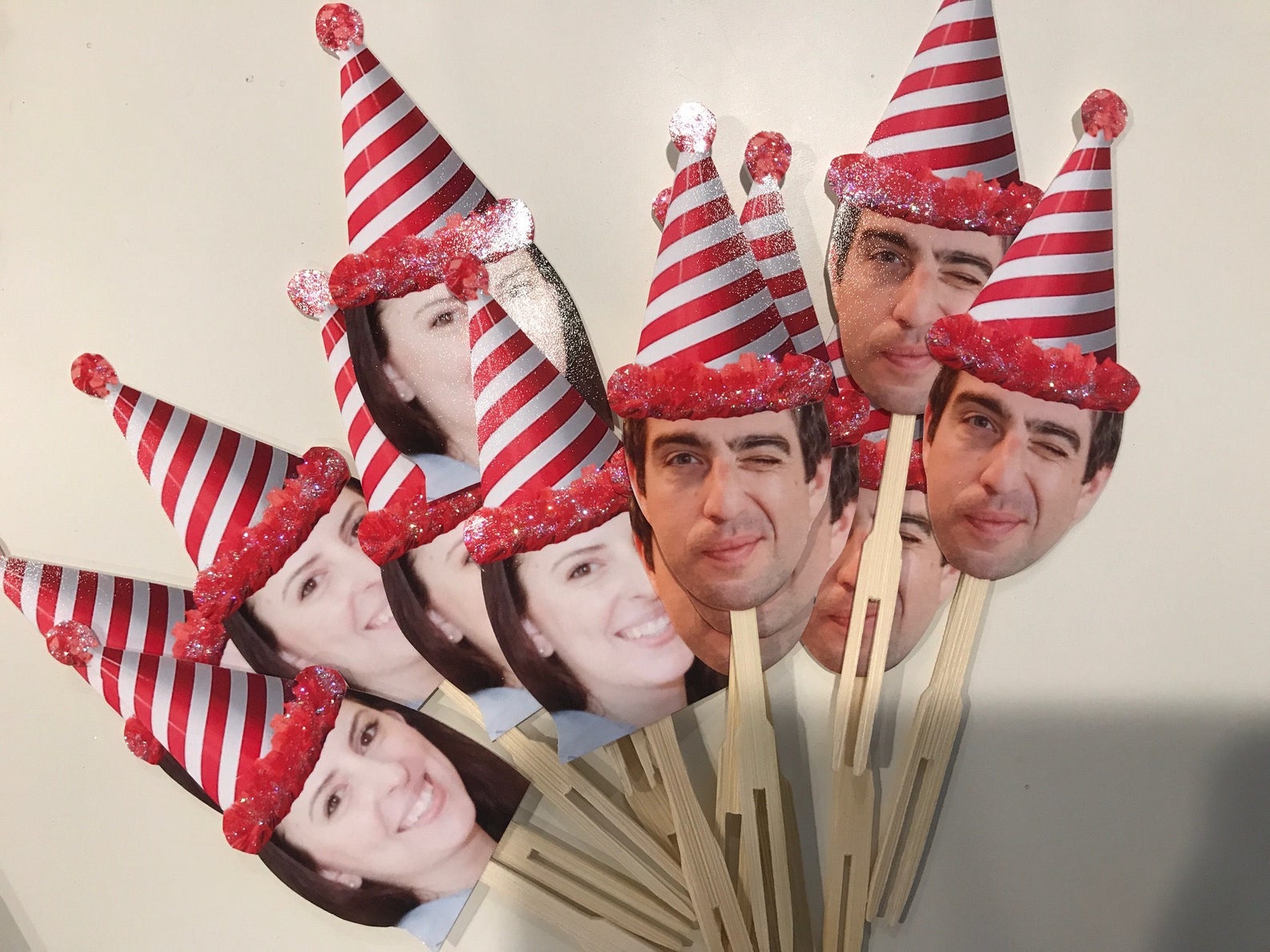 Photo Cupcake Toppers. Candy Stipe Hat Set of 12. Waterproof With ...