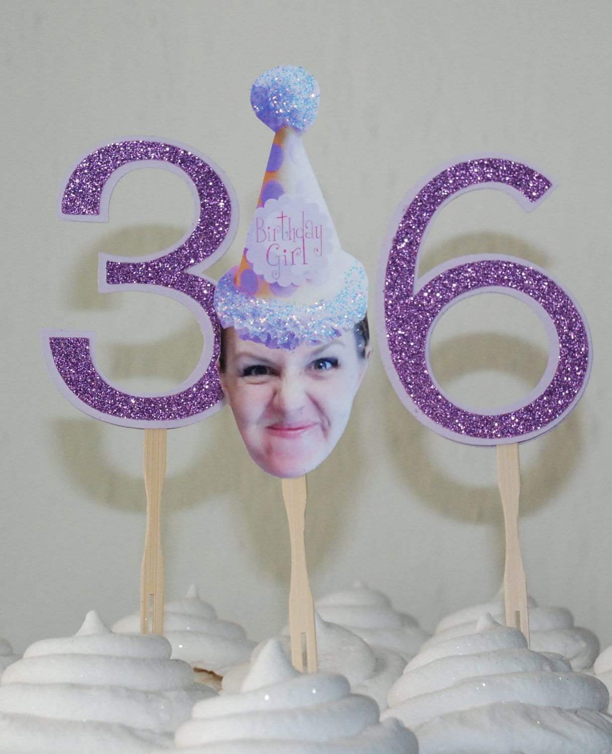 Large Glitter Personalized Photo Cake Topper - Etsy