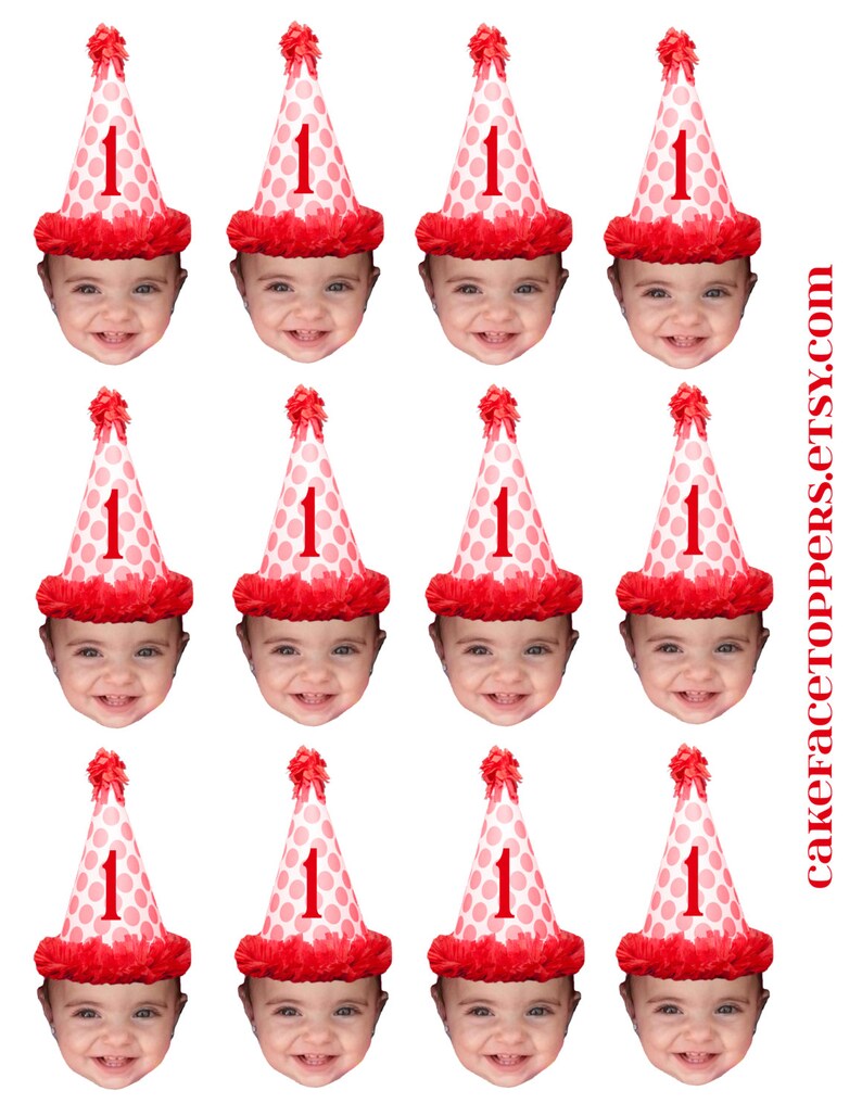 DIY Printable Circus Dot Birthday Hat Photo Cupcake Toppers. - Etsy