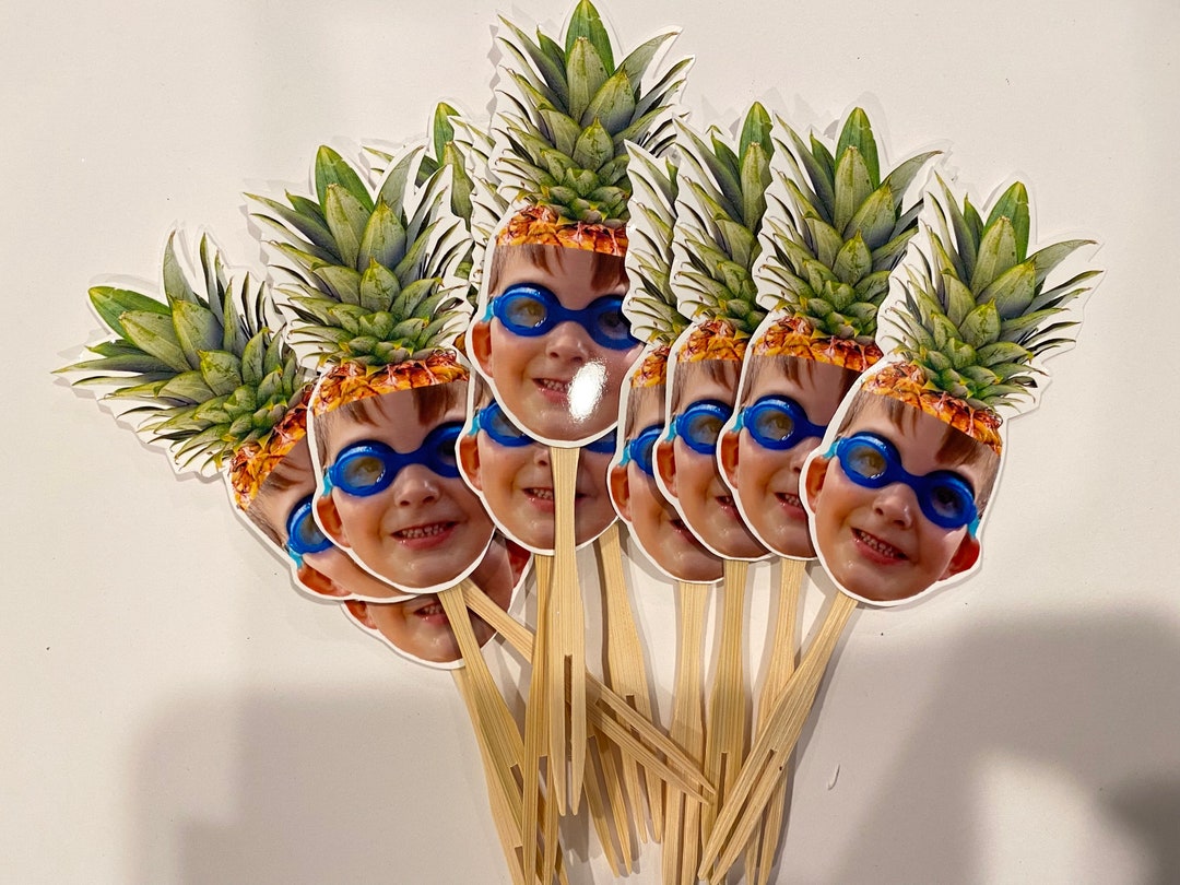 Pineapple Birthday Cupcake Toppers or Drink Stirrers . Set of 12 ...