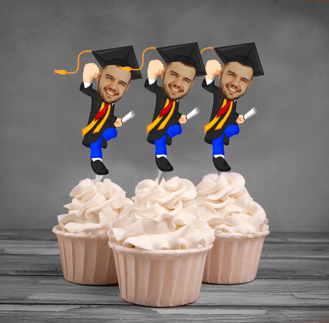 Graduation Full Body Photo Cupcake Toppers or Drink Stir Sticks Set of ...