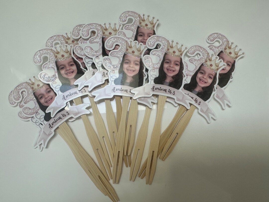 Birthday Crown Photo Cupcake Toppers Sets of 12. Waterproof With Glossy ...