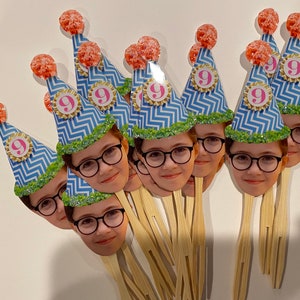 Chevron Birthday Hat Photo Cupcake Toppers Set of 12. Waterproof With ...