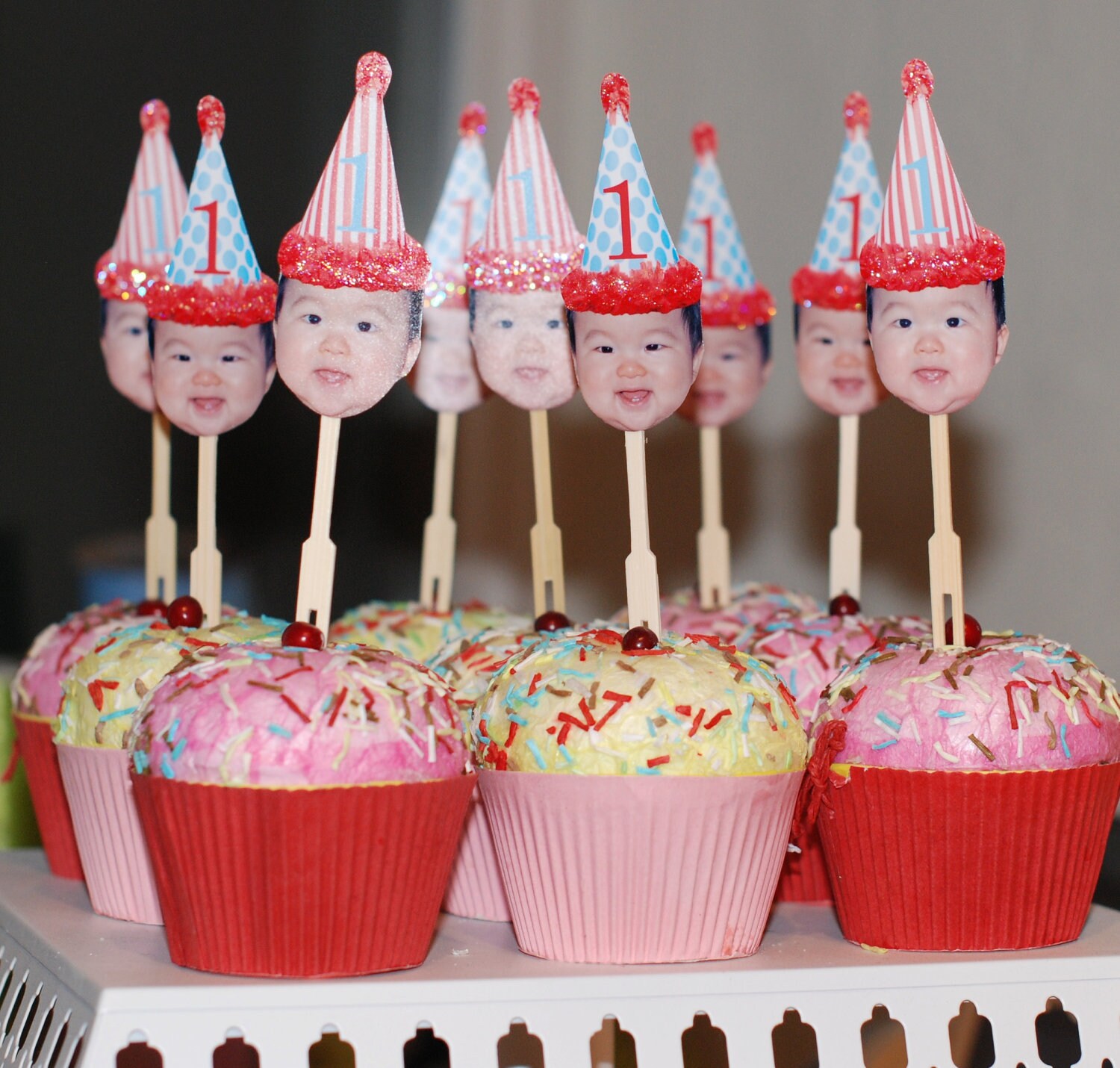DIY Circus Birthday Hat Photo Cupcake Toppers Using 2 Hats.. | Etsy