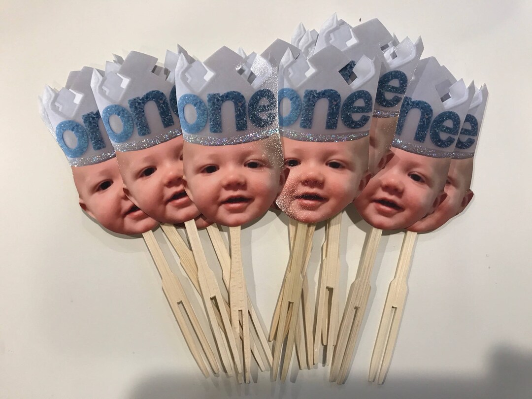 Crown Birthday Photo Cupcake Toppers. Set of 12. Waterproof With Glossy ...