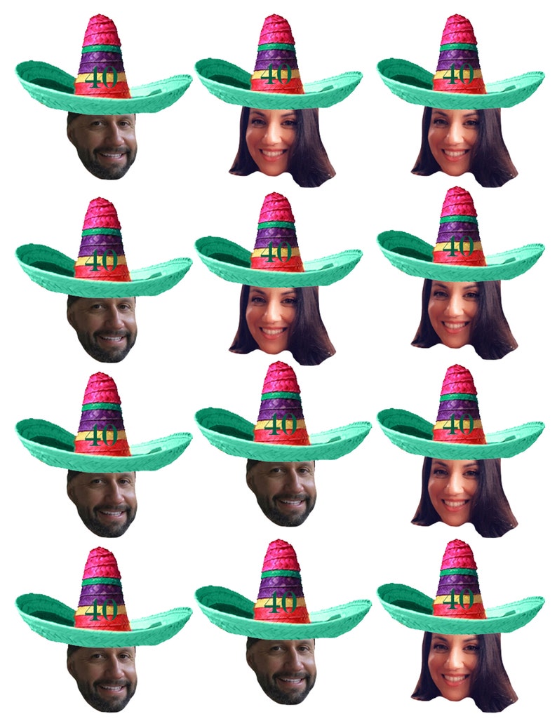 Printable DIY Do It Yourself Personalized Sombrero Party Photo Cupcake ...