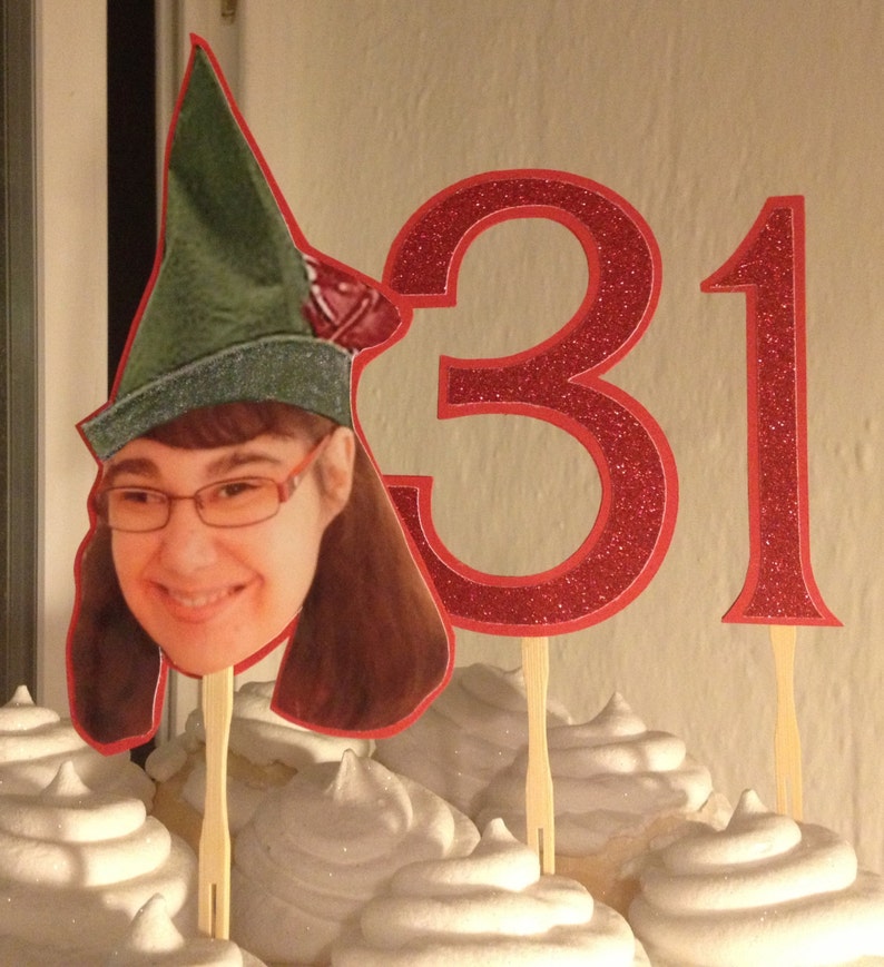 Large Glitter Personalized Photo Cake Topper - Etsy