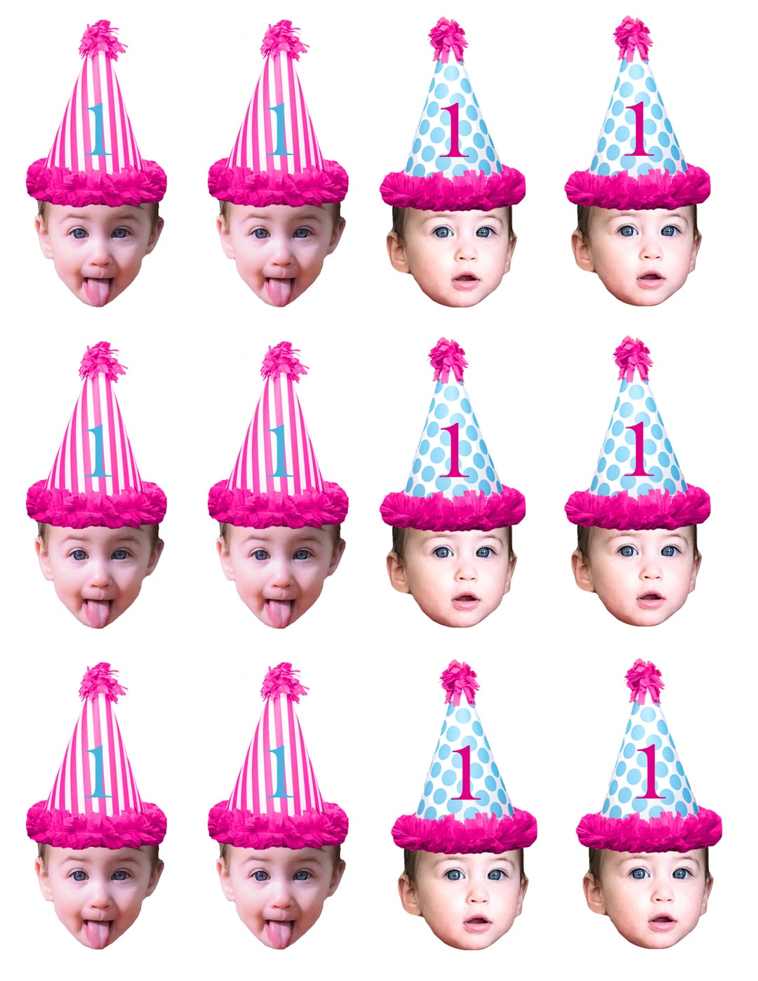 DIY Circus Birthday Hat Photo Cupcake Toppers Using 2 Hats and 2 ...