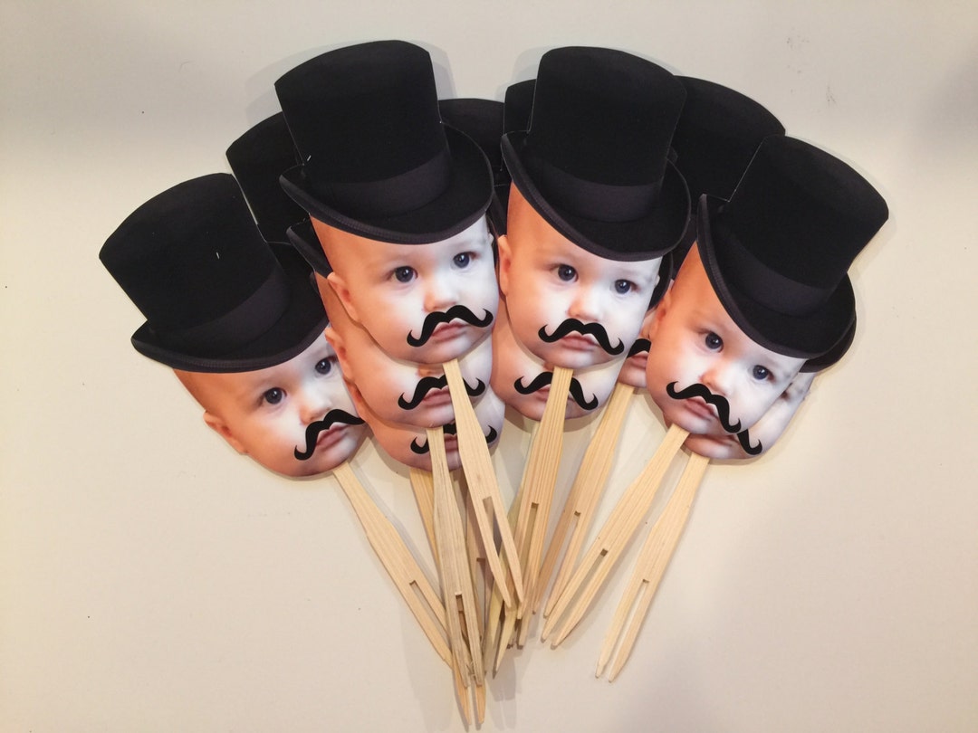 Mr. Man Birthday Photo Cupcake Toppers. Set of 12. Waterproof With ...