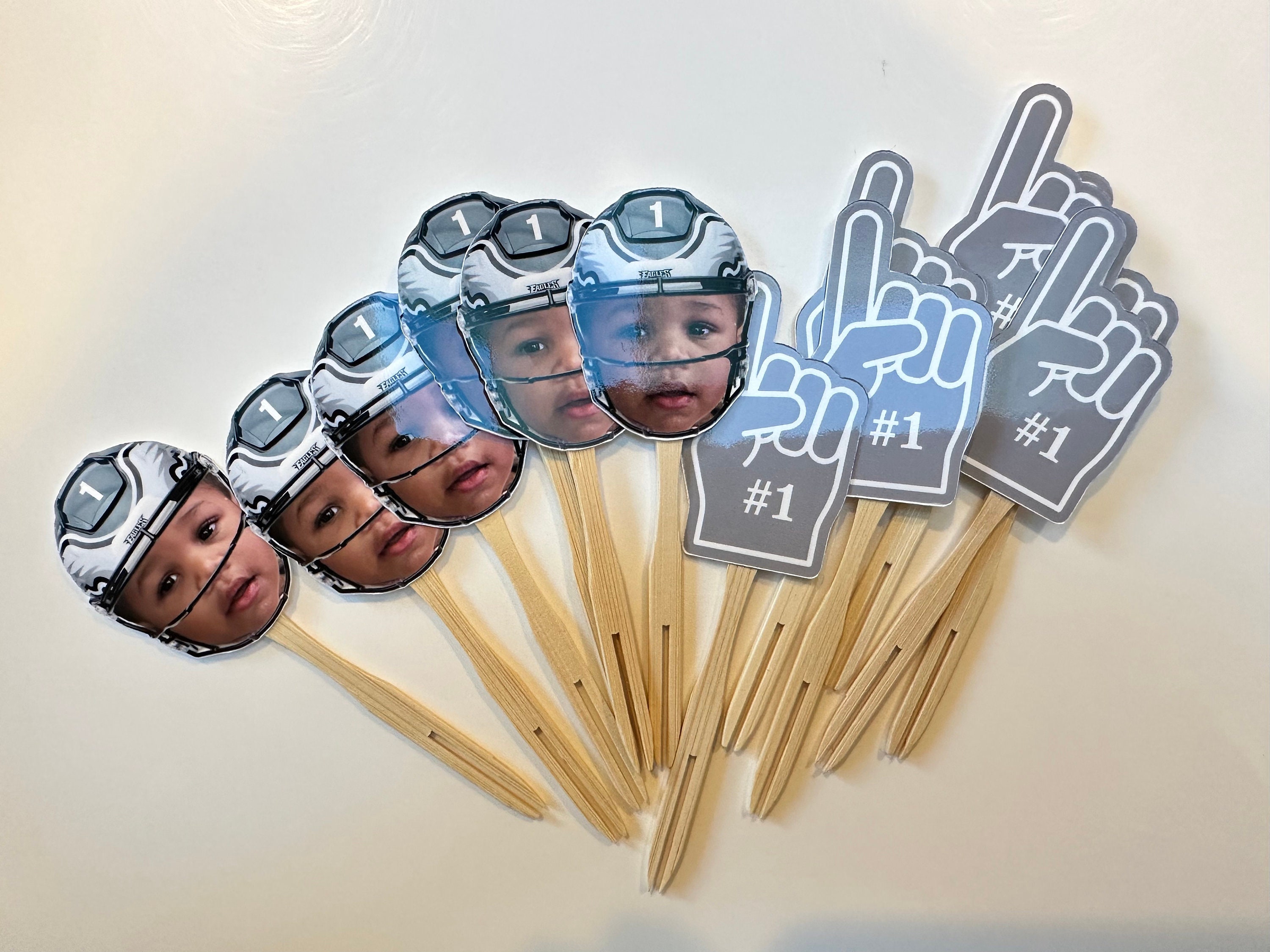 Personalized Football Helmet Photo Cupcake Toppers. Set of 12 ...