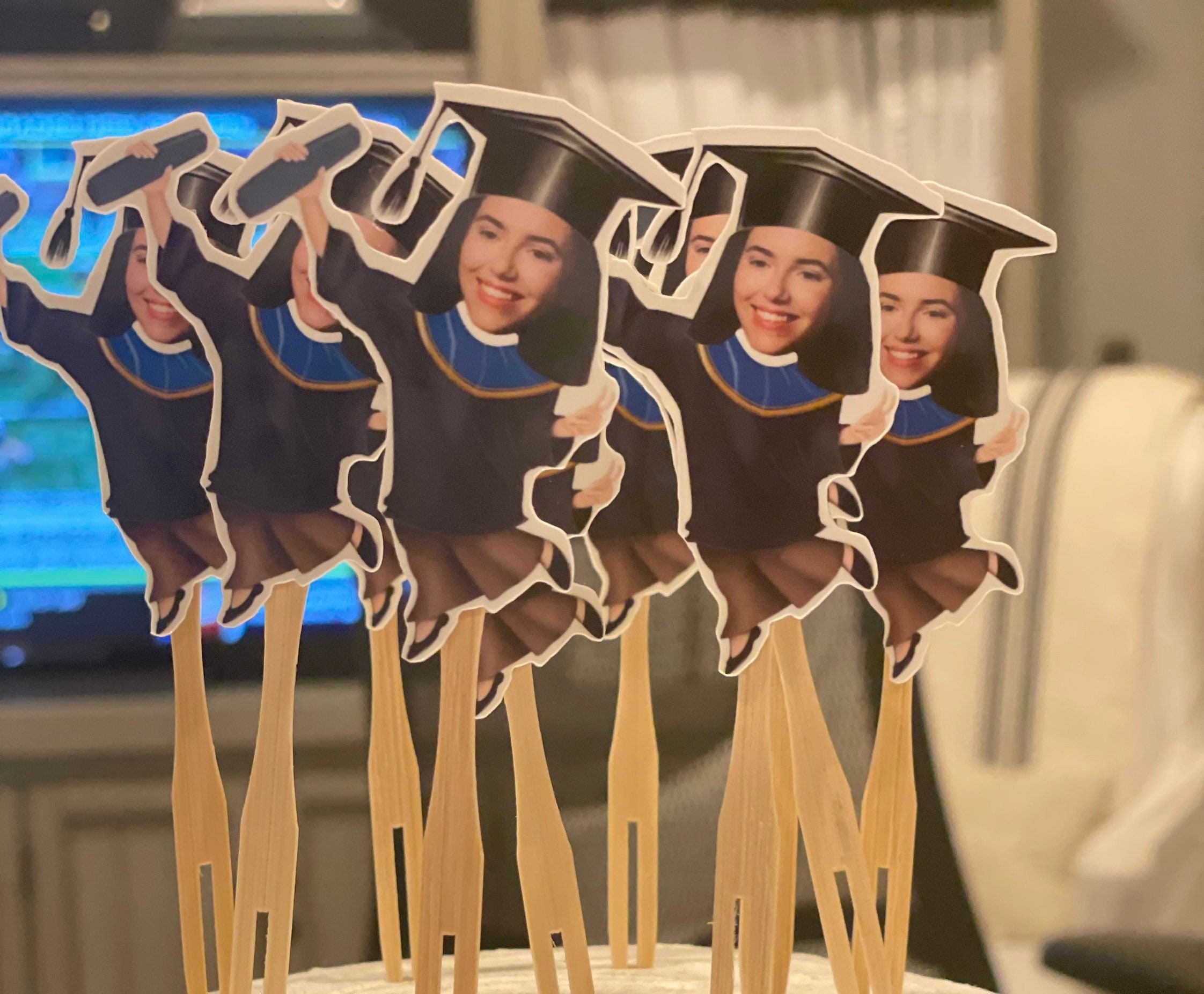 Graduation Full Body Photo Cupcake Toppers or Drink Stir Sticks Set of ...