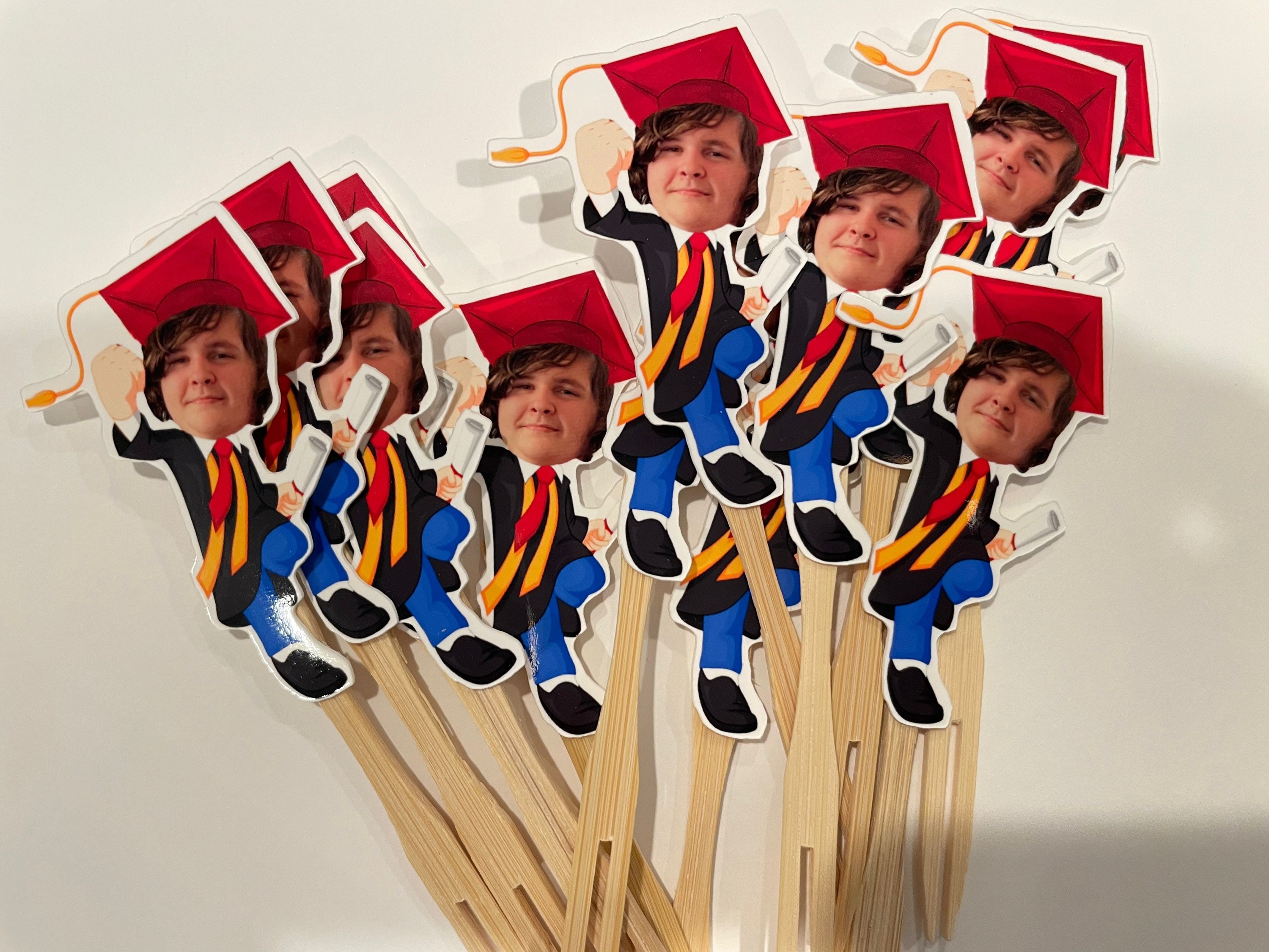 Graduation Full Body Photo Cupcake Toppers or Drink Stir Sticks Set of ...