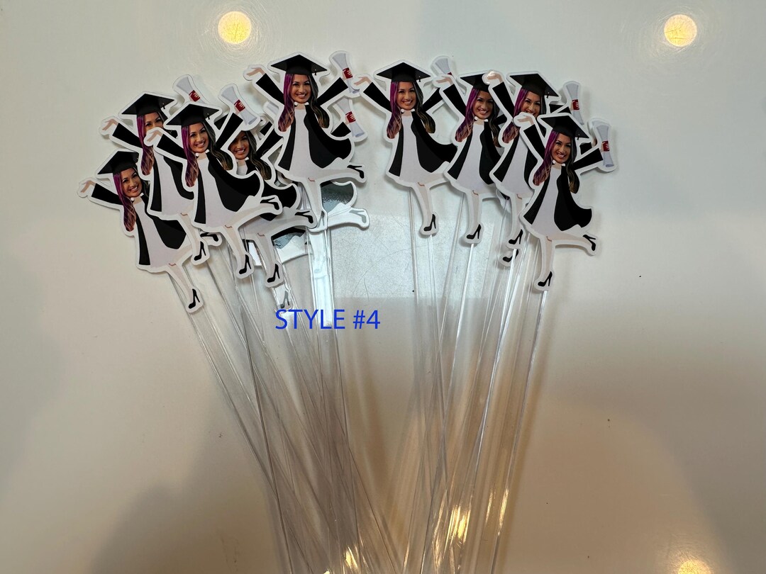 Graduation Full Body Photo Cupcake Toppers or Drink Stir Sticks Set of ...