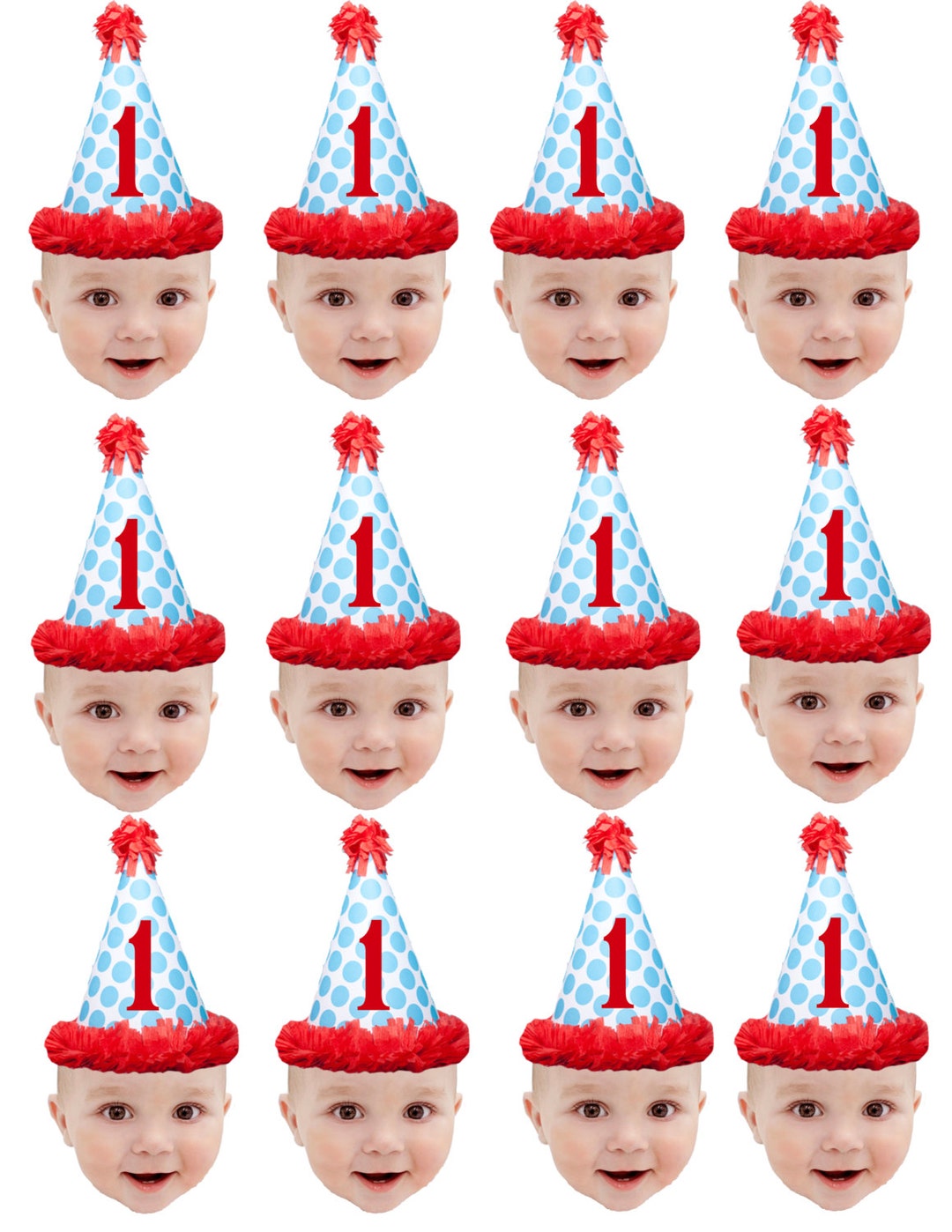 DIY Printable Circus Dot Birthday Hat Photo Cupcake Toppers. - Etsy