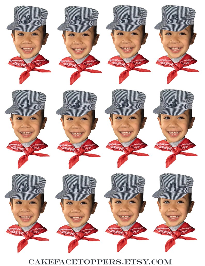 DIY Printable Train Conductor Hat and Scarf Photo Cupcake - Etsy