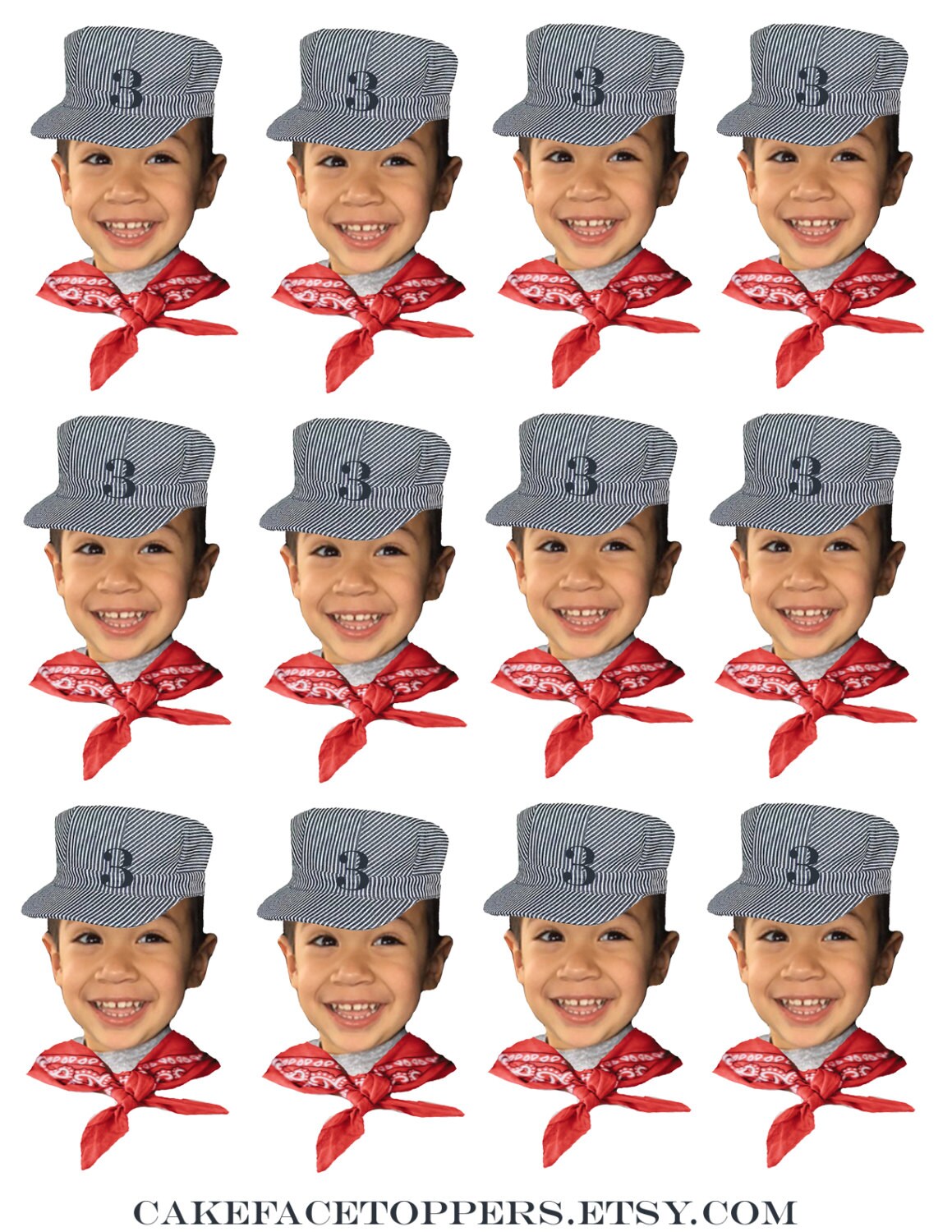 DIY Printable Train Conductor Hat and Scarf Photo Cupcake - Etsy UK