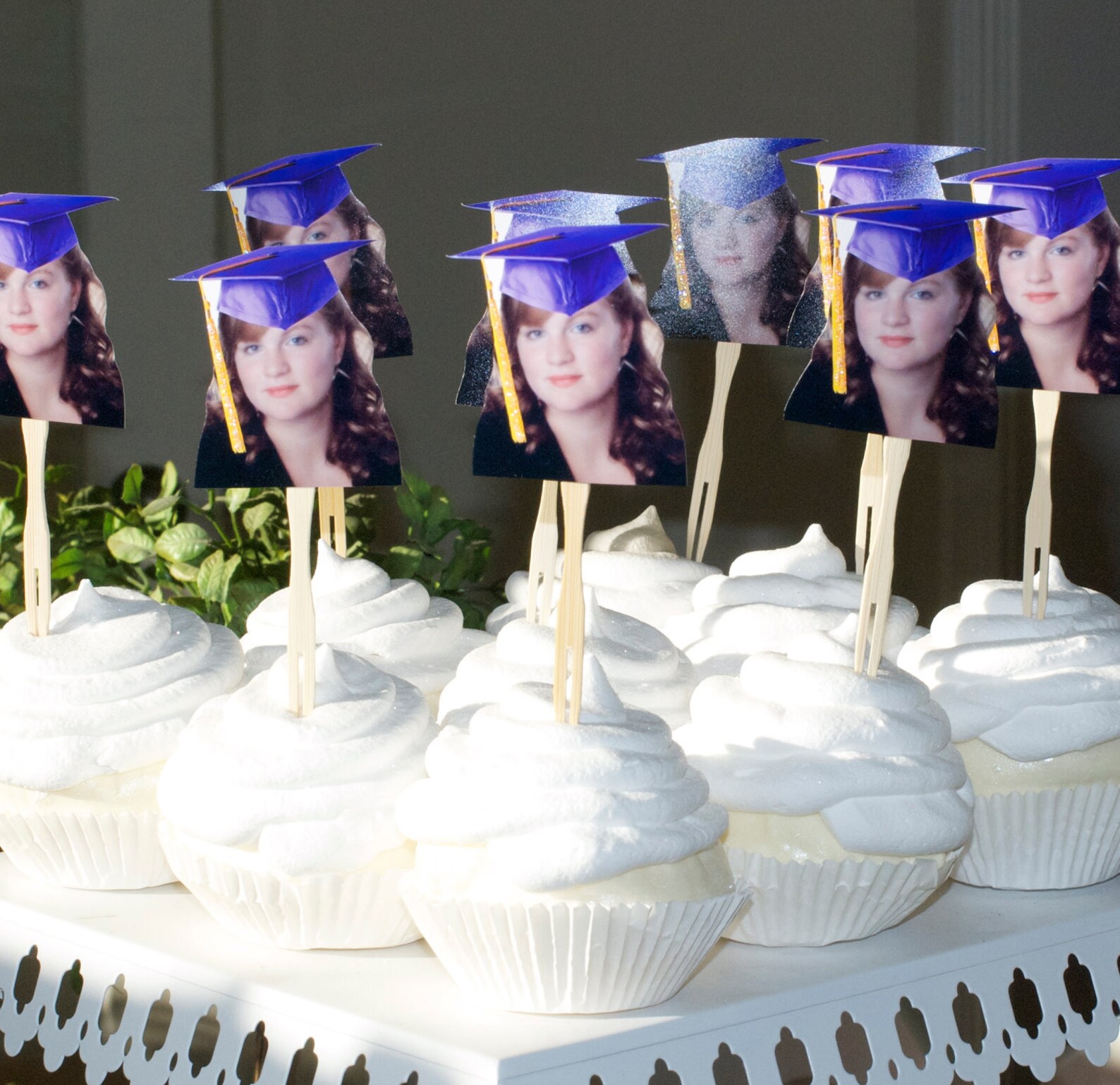 Personalized Graduation Hat Photo Cupcake Toppers. Set of 12 With ...