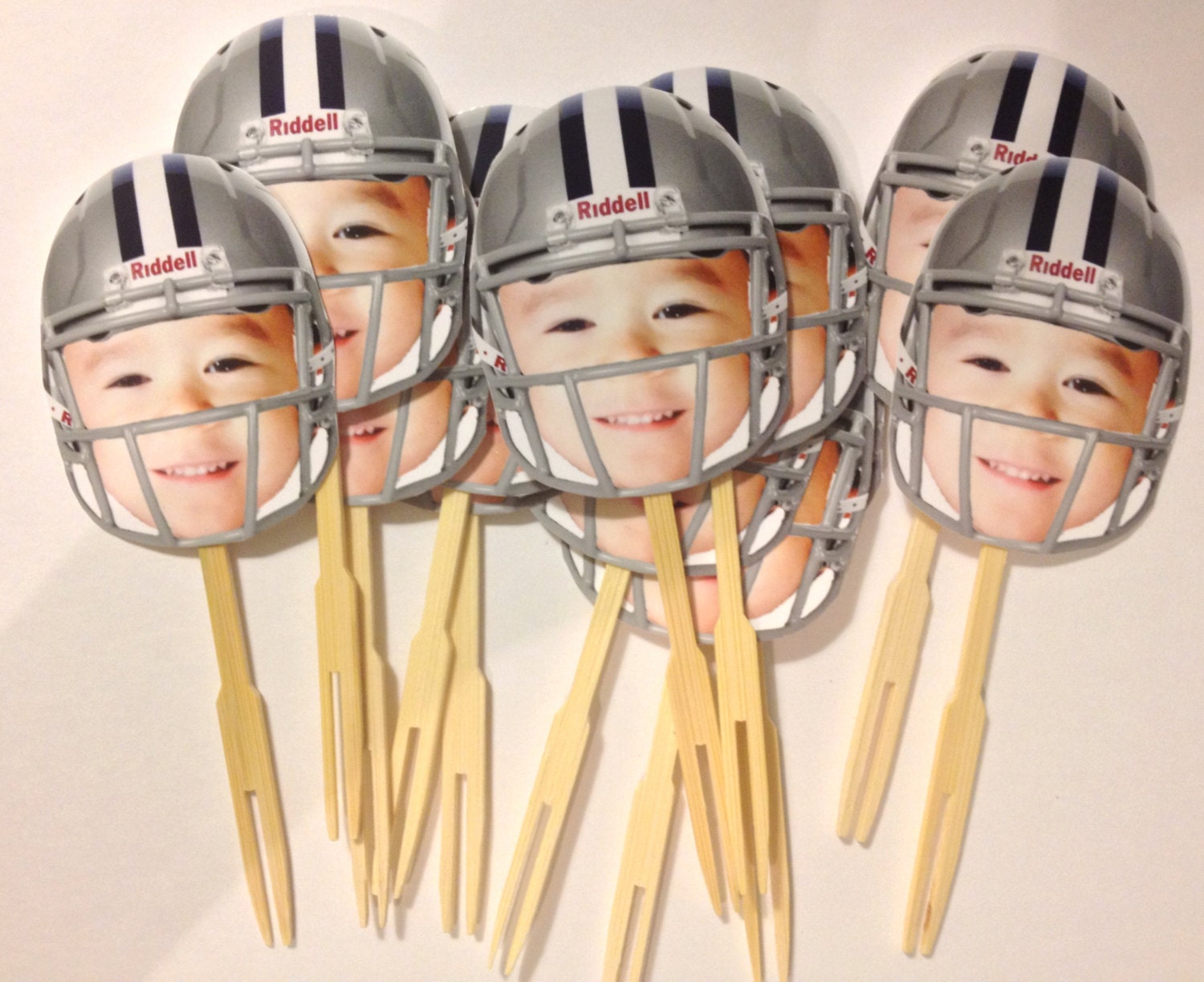 Personalized Football Helmet Photo Cupcake Toppers. Set of 12 - Etsy