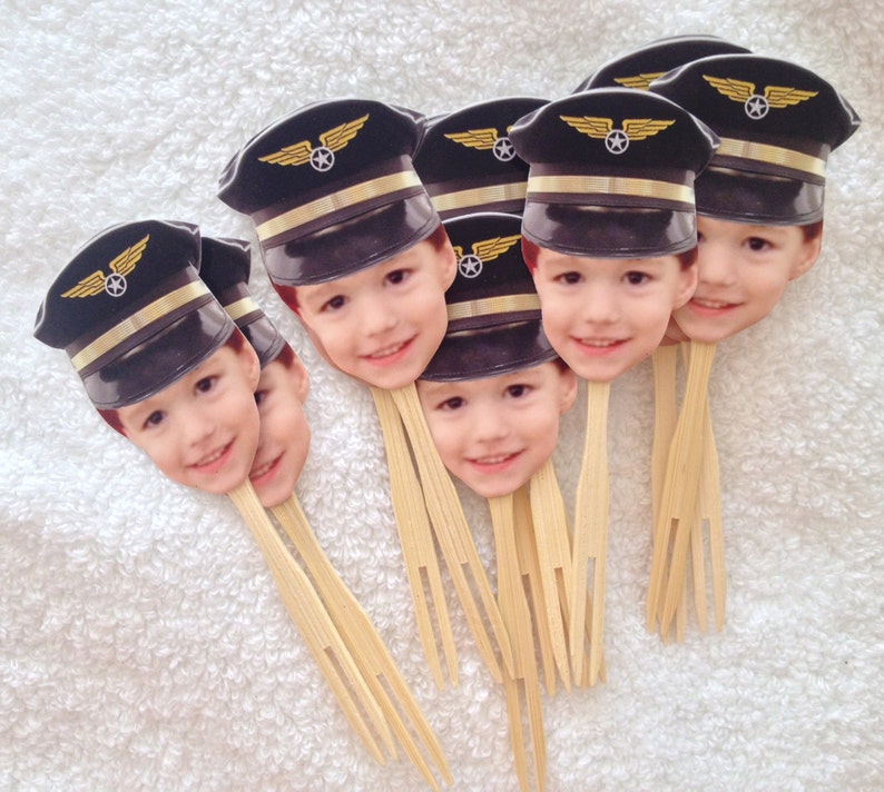 Pilot Photo Cupcake Toppers. Set of 12 - Etsy