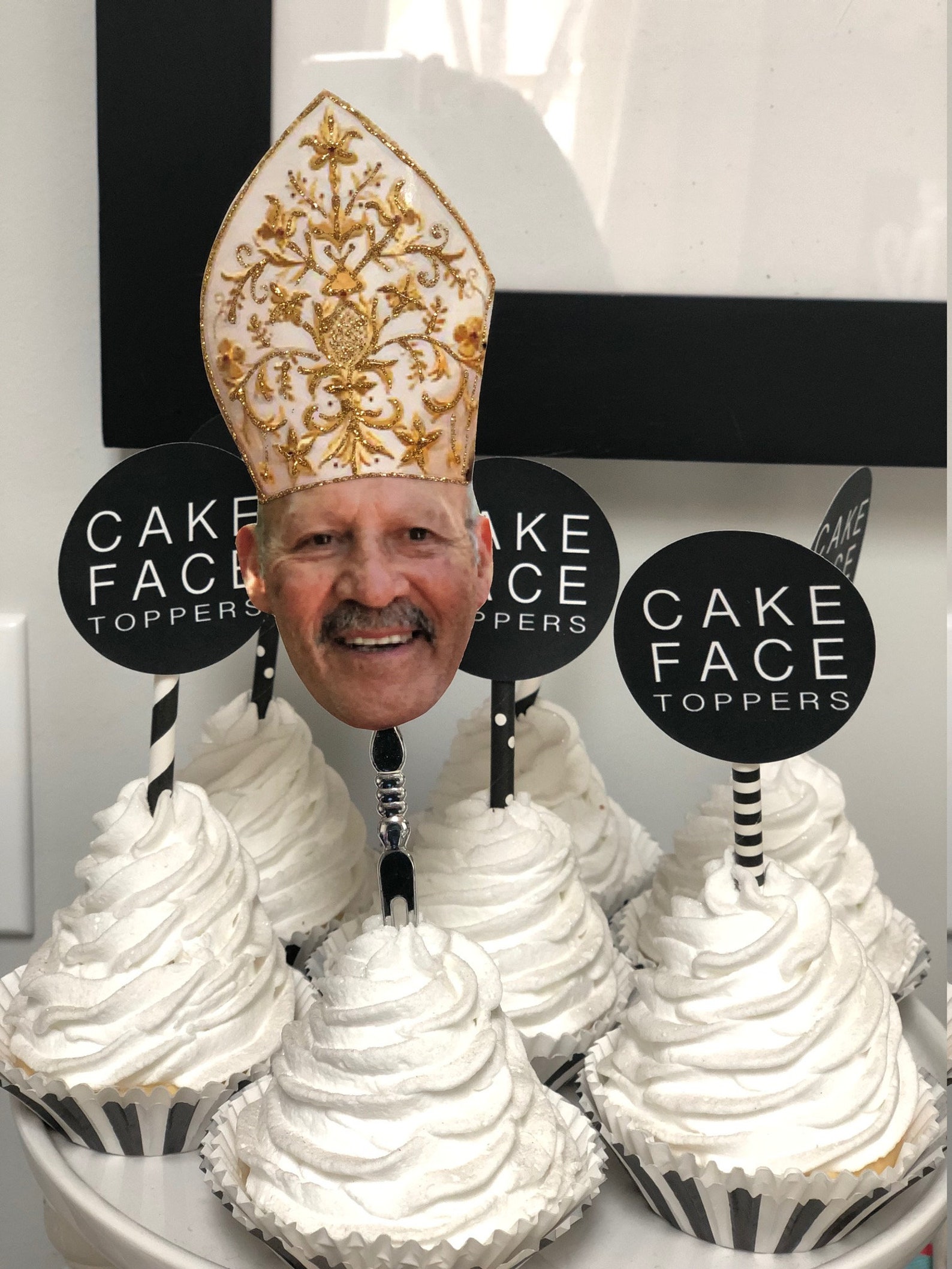 Large Glitter Personalized Photo Cake Topper. 6 Set of - Etsy