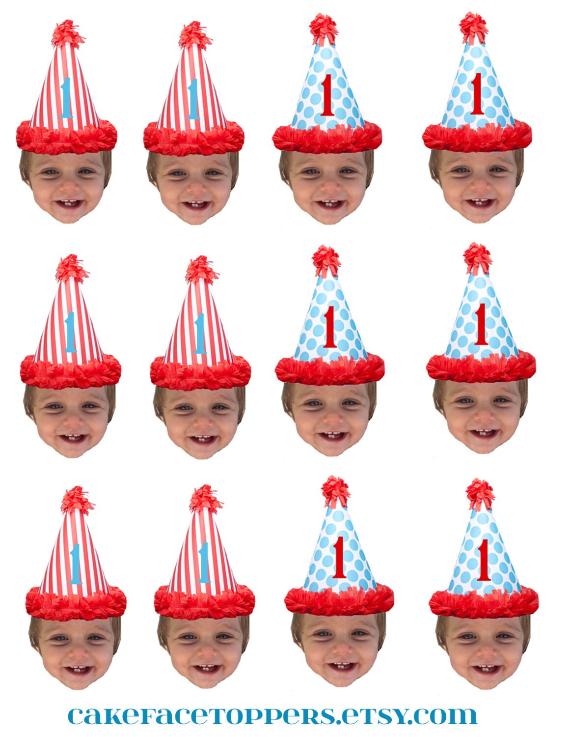 DIY Circus Birthday Hat Photo Cupcake Toppers Using 2 Hats.. | Etsy