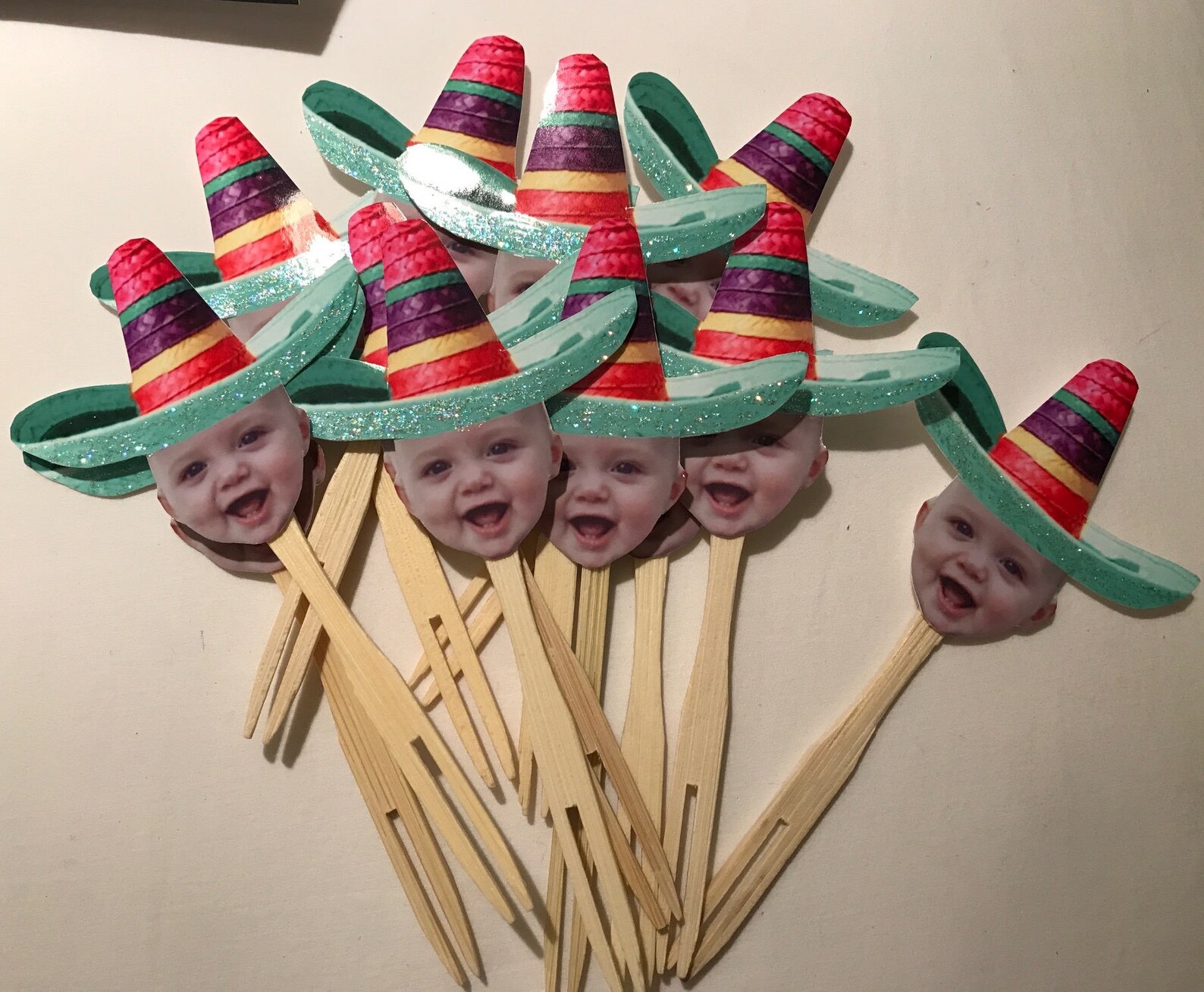 Personalized Mexican Hat Sombrero Photo Cupcake Toppers. Set of 12 With ...