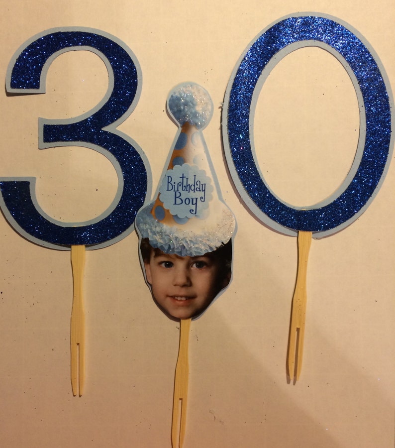 Large Glitter Personalized Photo Cake Topper - Etsy