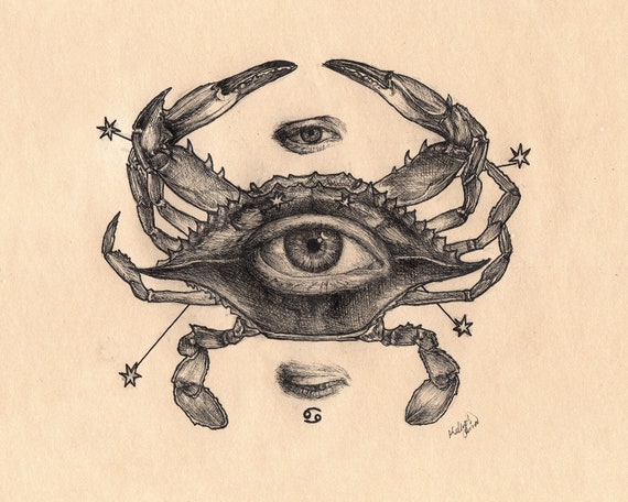 Astrology Cancer Zodiac Art Print 8.5in X 11in Cancer Crab | Etsy