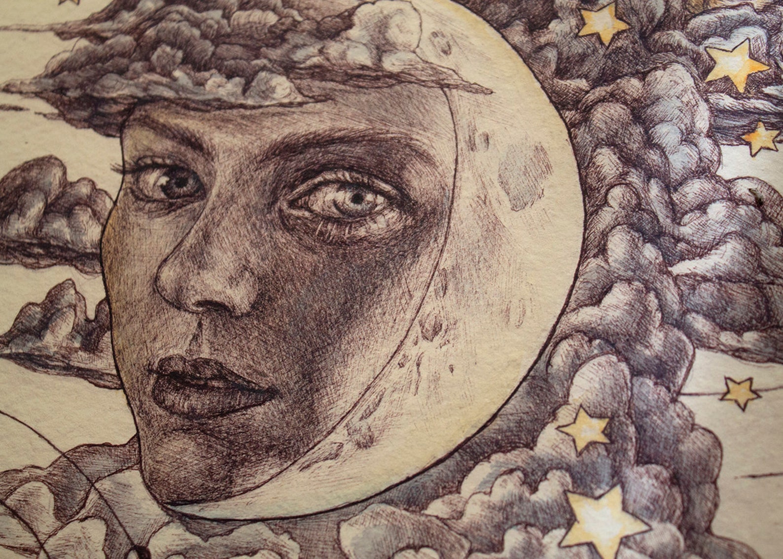 Crescent Moon Portrait Print - Moon Art - Sun and Moon Art - Sun and ...