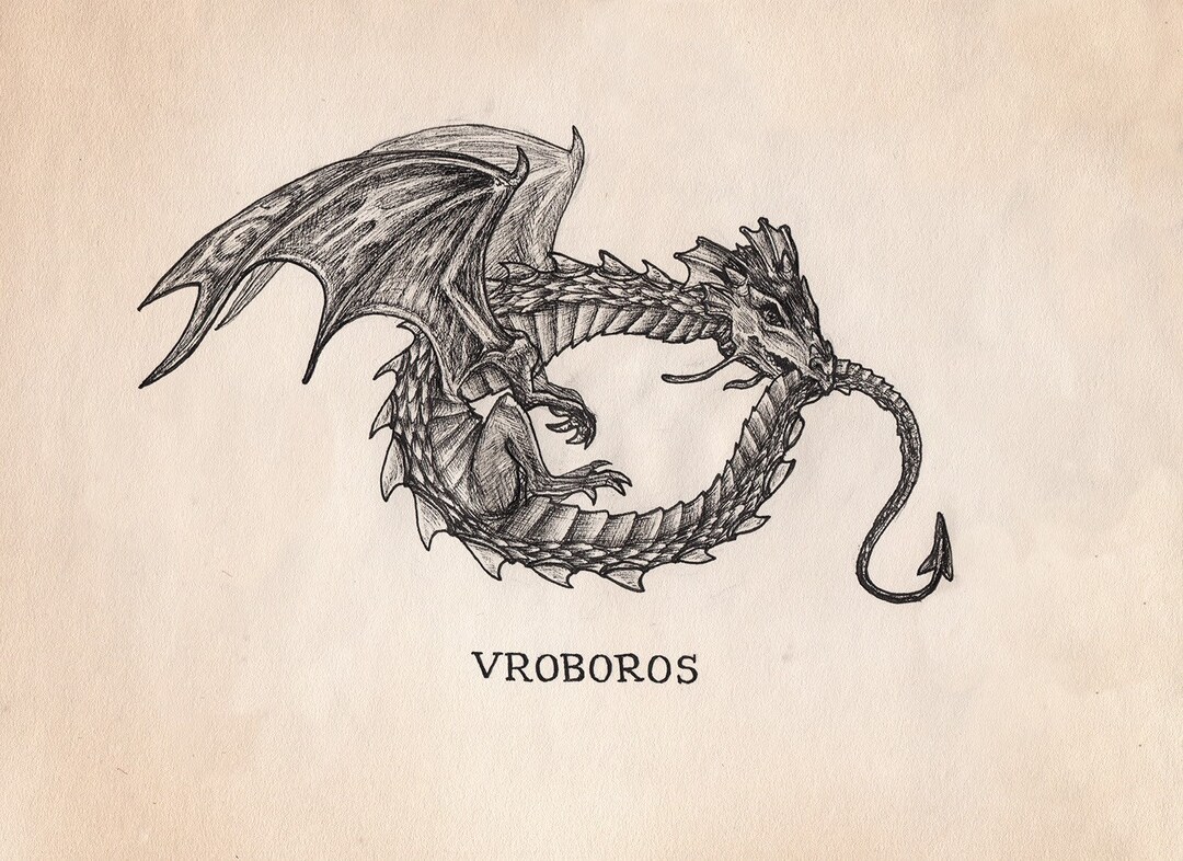 Uroboros Dragon Alchemy Print - 8.5in X 11in Print - Fantasy Dragon ...