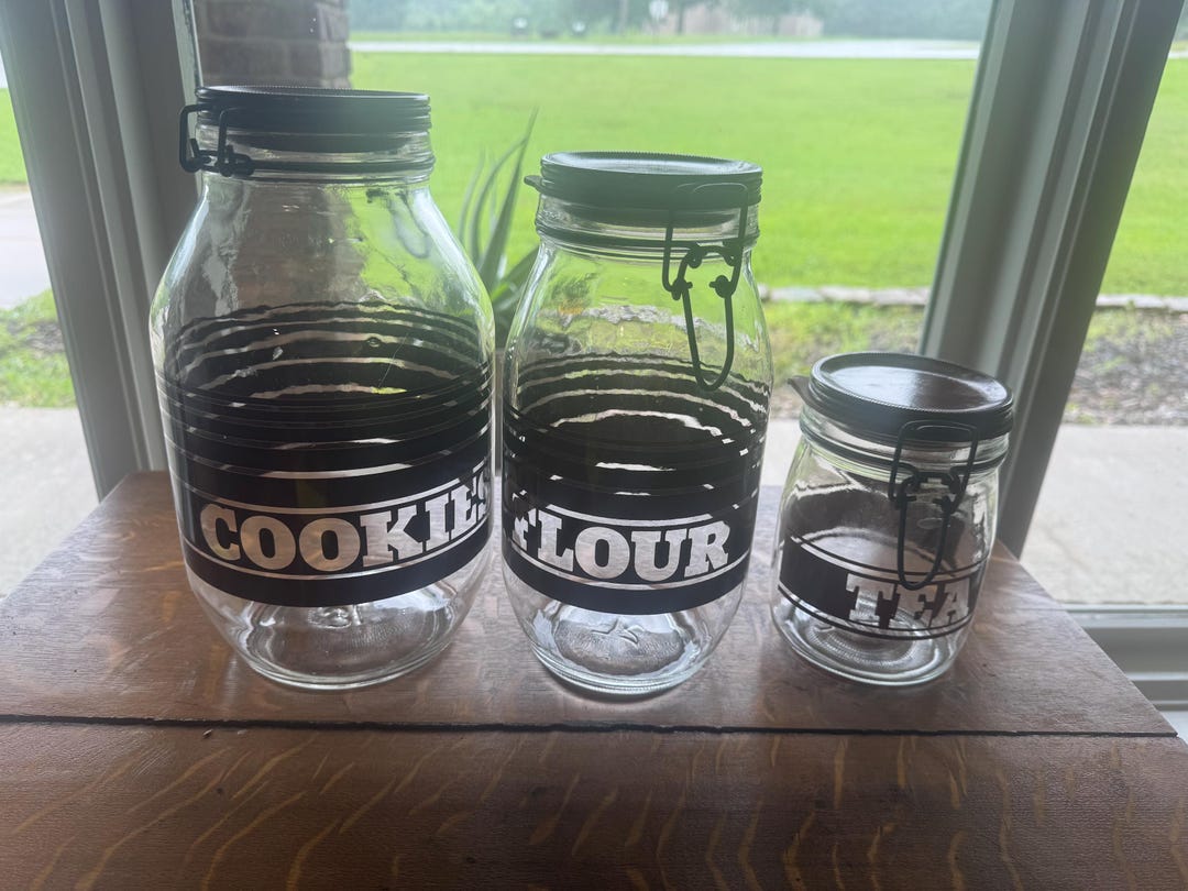 Vintage Lot of 3 Wheaton Glass Jars. Cookies, Flour, Tea. Storage. - Etsy