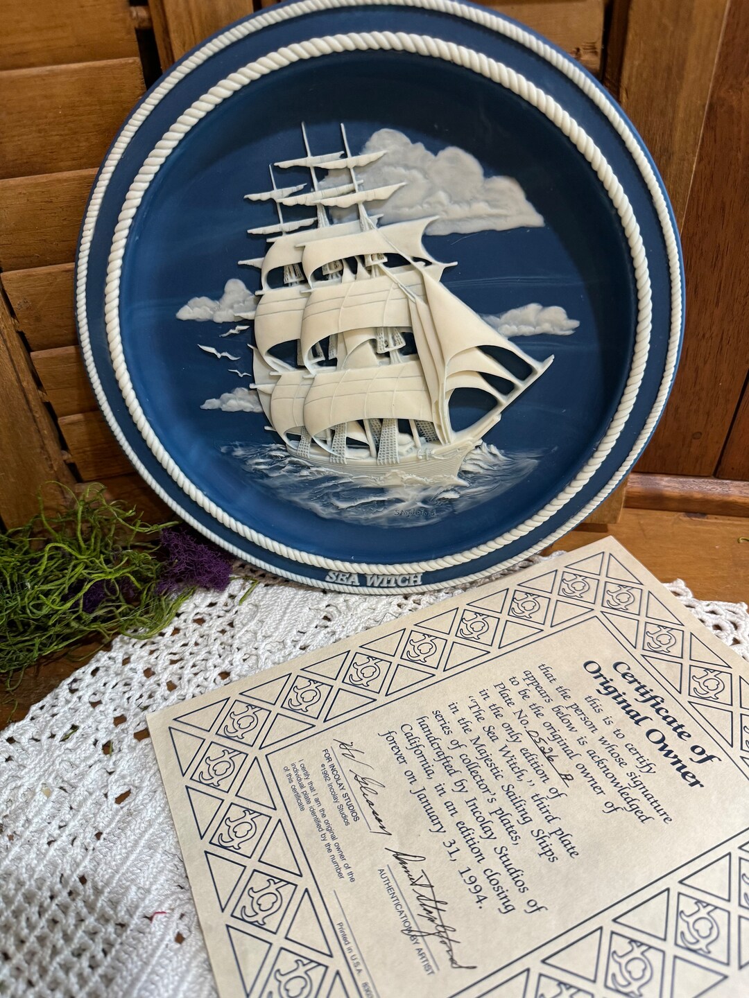 Gorgeous Incolay Majestic Sailing Ships Collectors Plate 3. the Sea ...